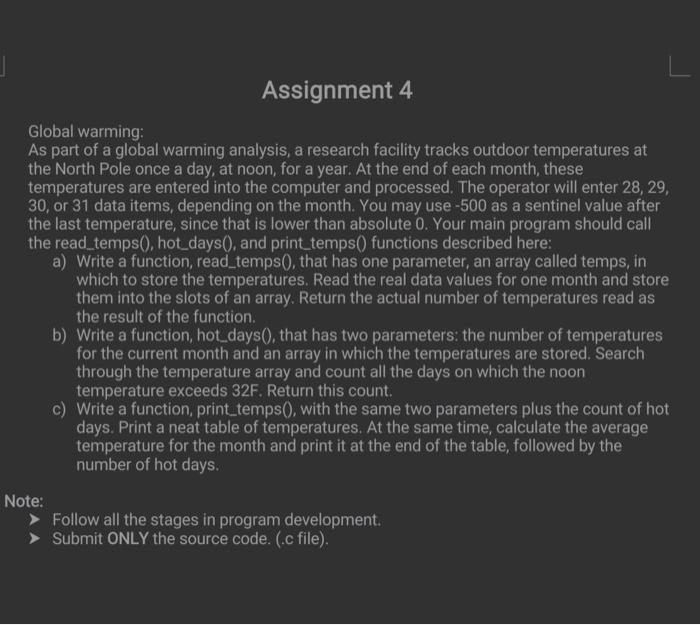 Solved Assignment 4 Global warming: As part of a global | Chegg.com