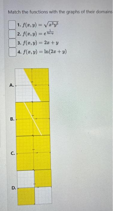 Solved Match the functions with the graphs of their domains | Chegg.com