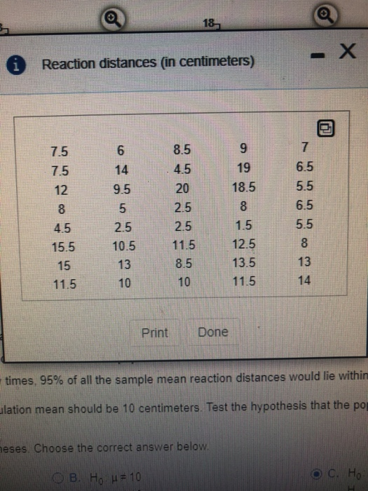 Solved The accompanying data table shows reaction distances | Chegg.com