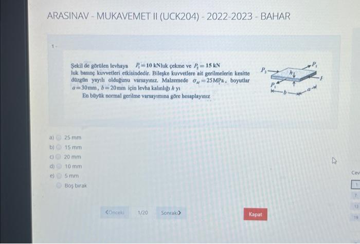 Solved SINAV - MUKAVEMET II (UCK204) - 2022-2023 - BAHAR | Chegg.com
