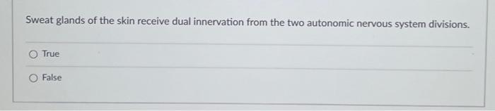 Solved Sweat glands of the skin receive dual innervation | Chegg.com