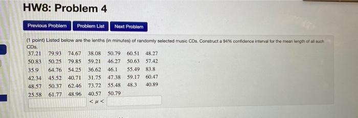 Solved HW8: Problem 4 Previous Problem Problem List Next | Chegg.com