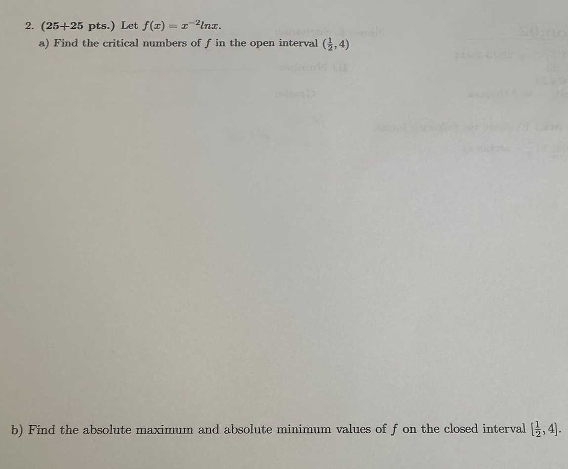Solved pts.) ﻿Let f(x)=x-2lnx.a) ﻿Find the critical numbers | Chegg.com