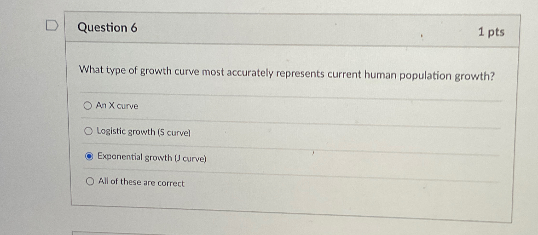 Solved Question 61 ﻿ptsWhat type of growth curve most | Chegg.com