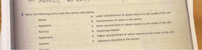 Solved 2 Match the following terms with the correct | Chegg.com