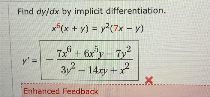 Solved Find dy/dx by implicit differentiation. x(x + y) = | Chegg.com