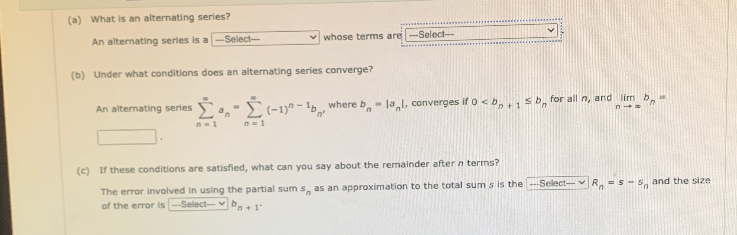 Solved (a) ﻿What is an alternating series?An alternating | Chegg.com