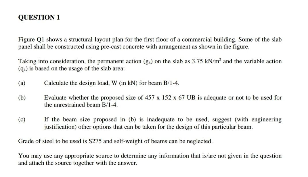 QUESTION 1 Figure Q1 shows a structural layout plan | Chegg.com