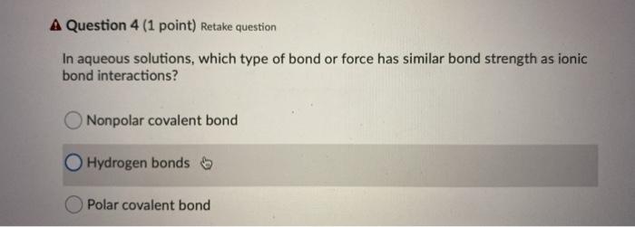 Solved A Question 4 (1 point) Retake question In aqueous | Chegg.com Solved A Question 4 (1 point) Retake question In aqueous | Chegg.com