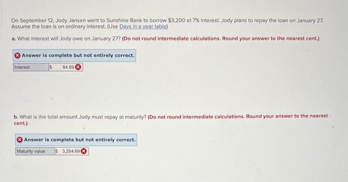 Solved On September 12, Jody Jansen went to Sunshine Bank to | Chegg.com