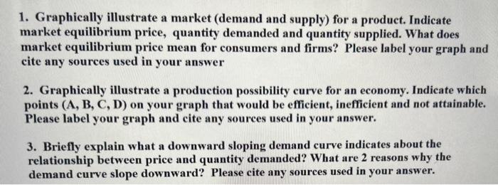 Solved 1. Graphically illustrate a market (demand and | Chegg.com