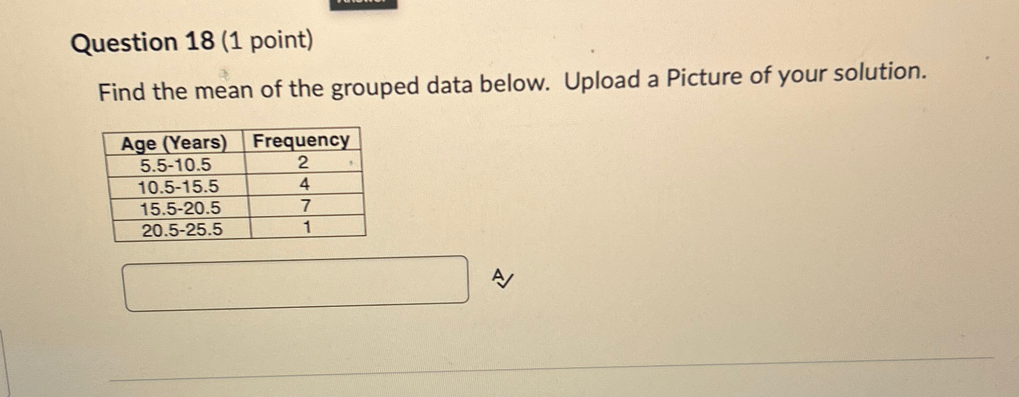 Solved Question 18 (1 ﻿point)Find the mean of the grouped | Chegg.com