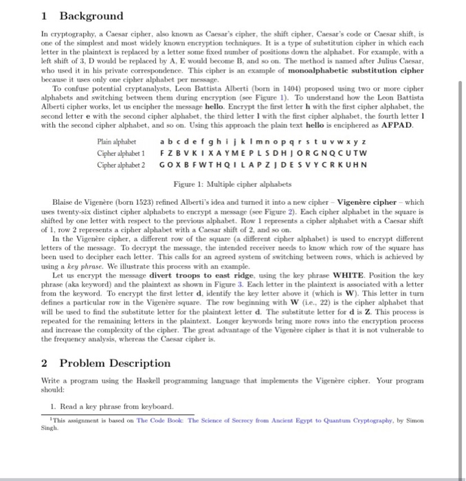 Solved 1 Background In cryptography, a Caesar cipher, also | Chegg.com