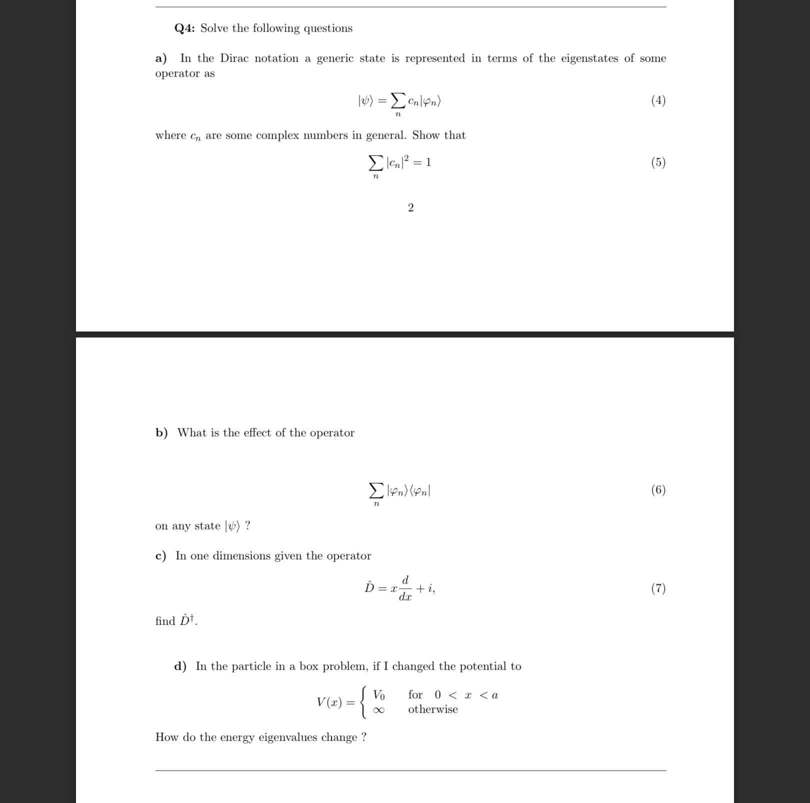 Q4: Solve the following questionsa) ﻿In the Dirac | Chegg.com