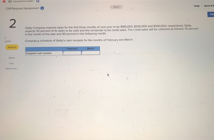 Solved Ch8 Required Assignment Help Save & Getty Company | Chegg.com