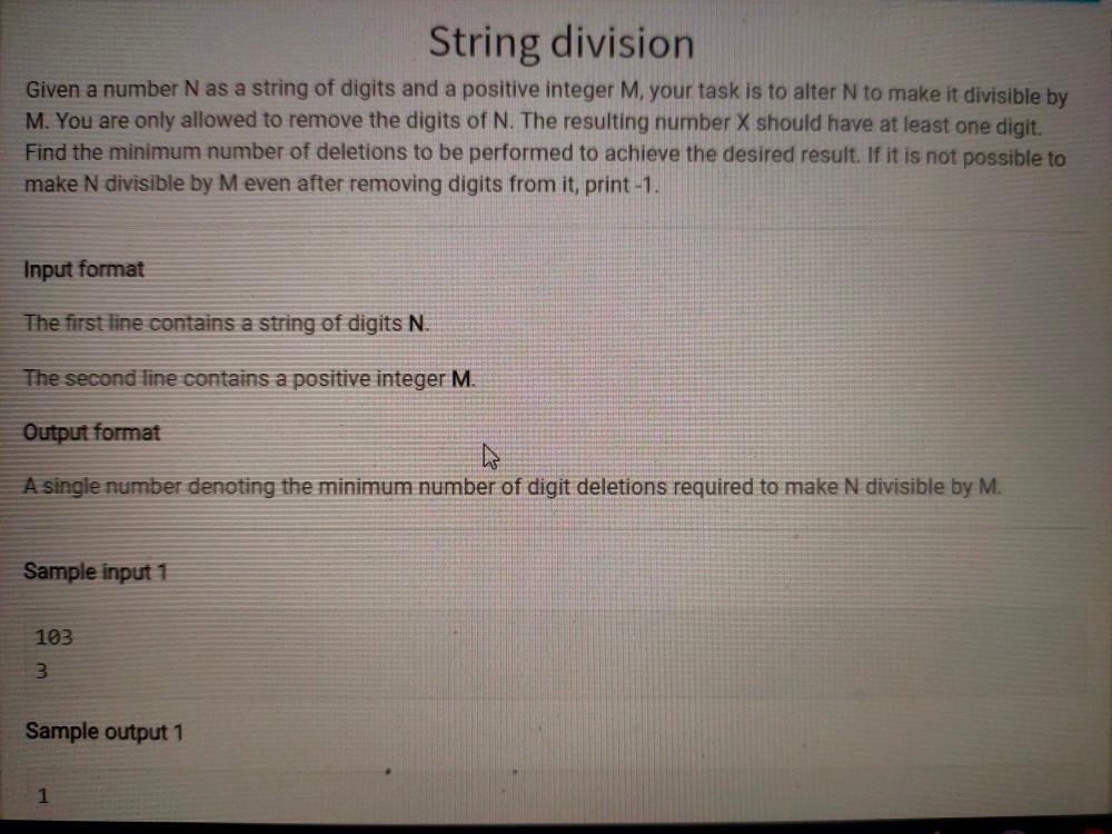 Solved String division Given a number N as a string of | Chegg.com