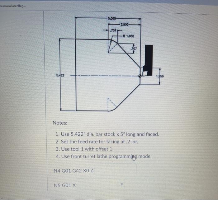 Solved For the given example of a part made by CNC lathe | Chegg.com
