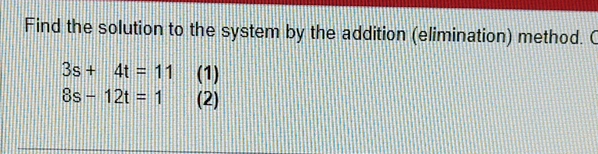 Solved Find the solution to the system by the addition | Chegg.com