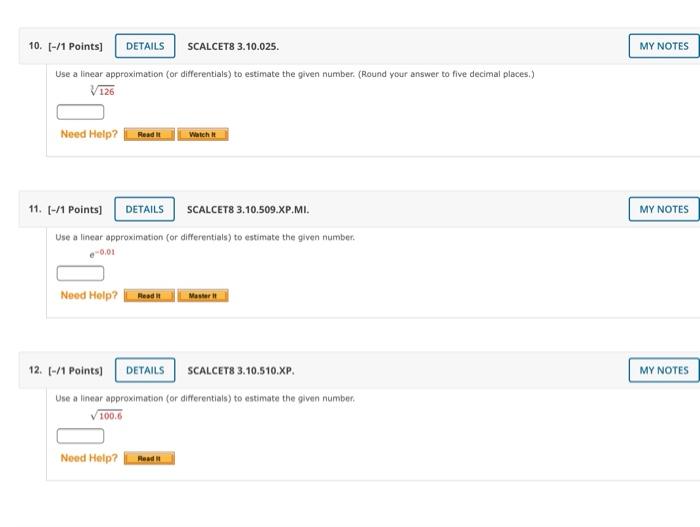 Solved MY NOTES 10. (-/1 Points) DETAILS SCALCETS 3.10.025 | Chegg.com Solved MY NOTES 10. (-/1 Points) DETAILS SCALCETS 3.10.025 | Chegg.com