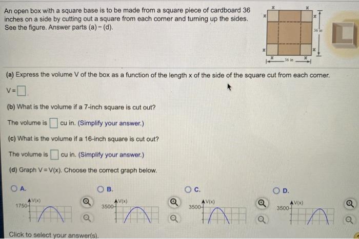 Solved * An open box with a square base is to be made from a | Chegg.com