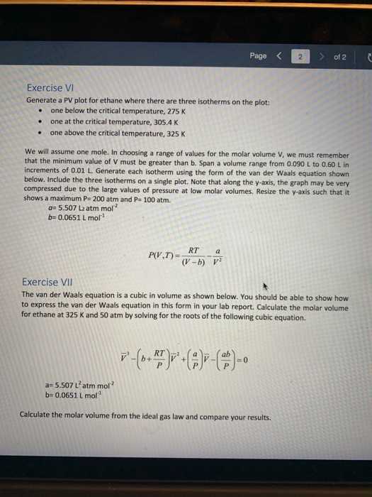 Solved Page of 2 Exercise VI Generate a PV plot for | Chegg.com