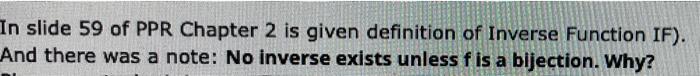 Solved Inverse Functions. Definition: Let f be a bijection | Chegg.com Solved Inverse Functions. Definition: Let f be a bijection | Chegg.com