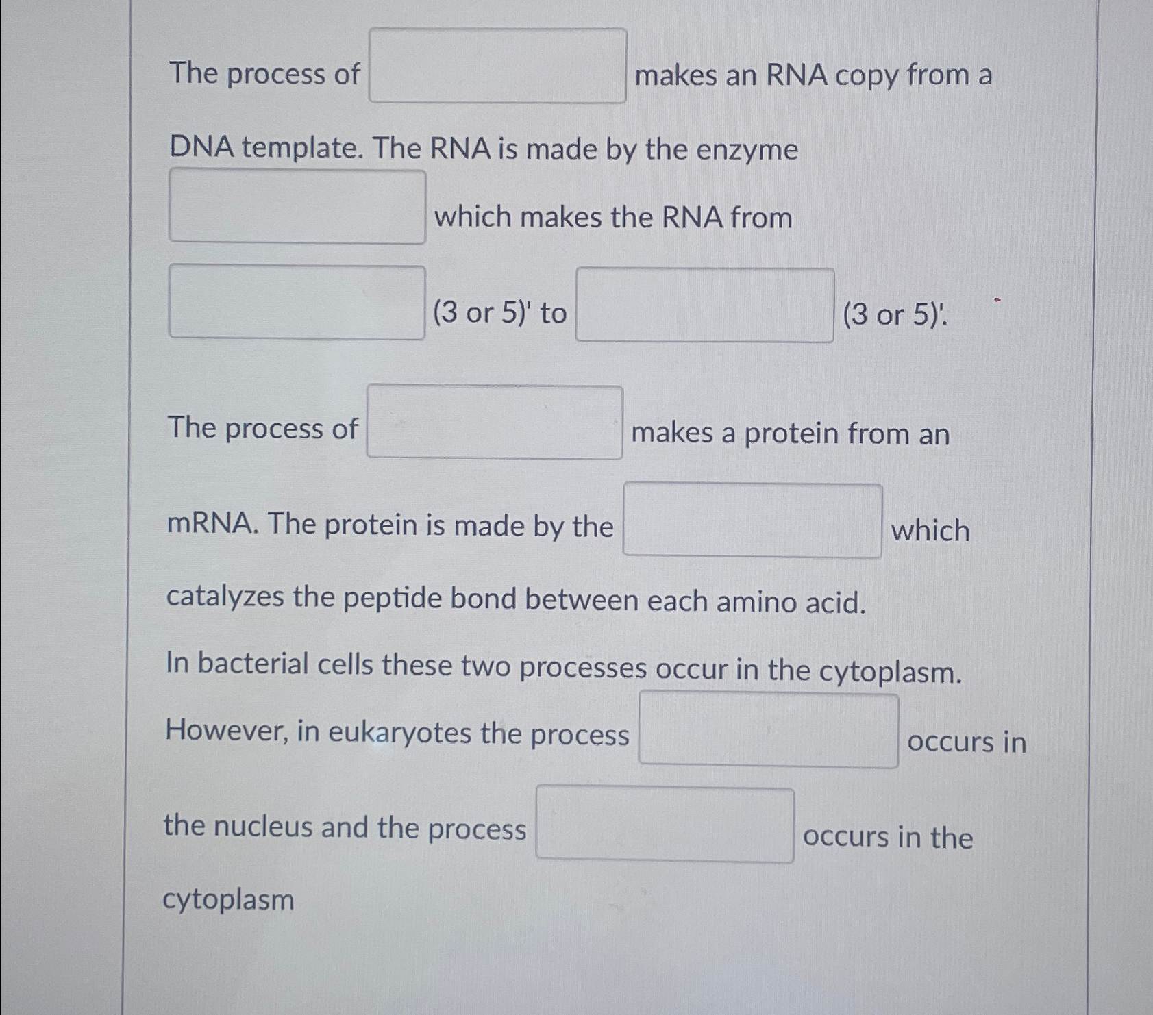 Solved The process of makes an RNA copy from a DNA template. | Chegg.com