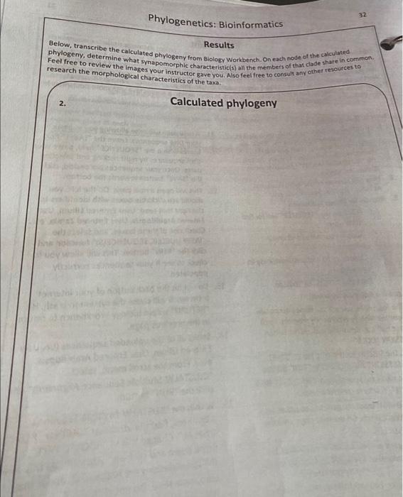 Solved Phylogenetics: Bioinformatics 2. Below, transcribe | Chegg.com