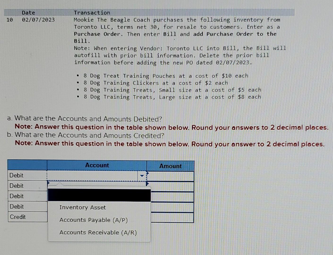 Solved a. What are the Accounts and Amounts Debited? Note: | Chegg.com