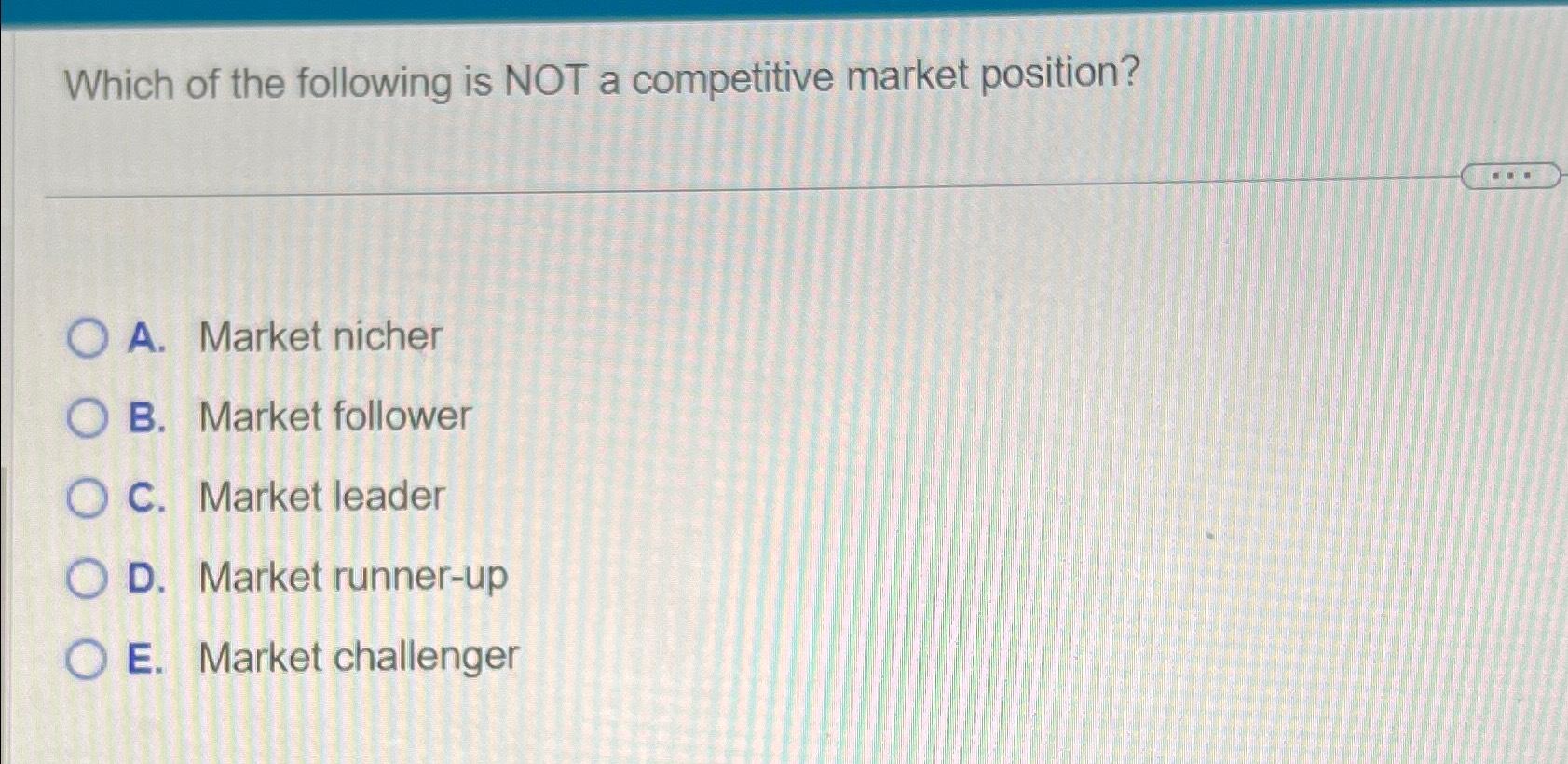 Solved Which of the following is NOT a competitive market | Chegg.com