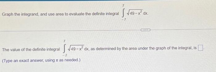 Solved Graph the integrand, and use area to evaluate the | Chegg.com