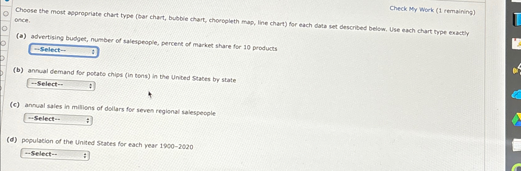 Solved Check My Work (1 ﻿remaining)Choose the most | Chegg.com