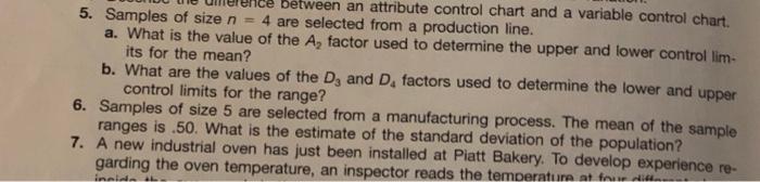 Solved between an attribute control chart and a variable | Chegg.com