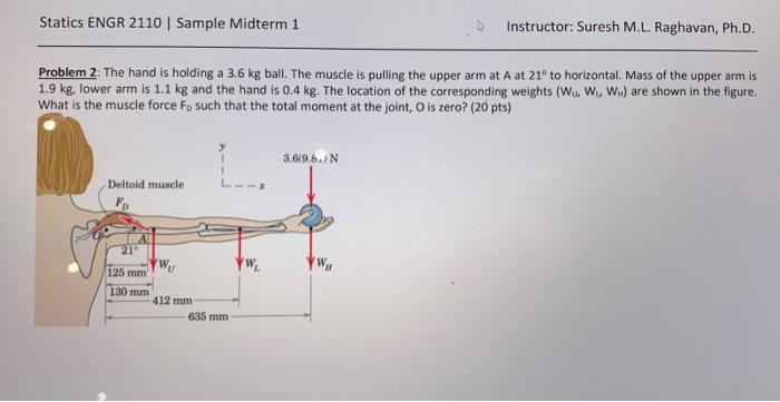 Solved Statics ENGR 2110 Sample Midterm 1 Instructor: Suresh | Chegg.com