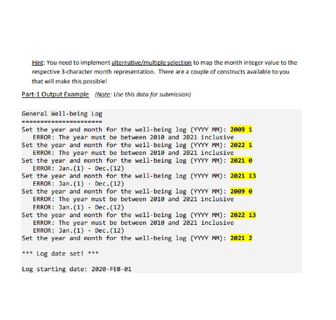 Solved 1. Review the "Part-1 Output Example" (next section) | Chegg.com