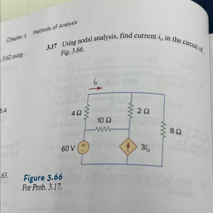 Solved Chapter 3 Methods of Analysis 3.62 using 5 A 3.17 | Chegg.com