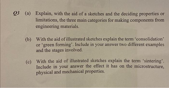 Solved Q3 (a) Explain, with the aid of a sketches and the | Chegg.com
