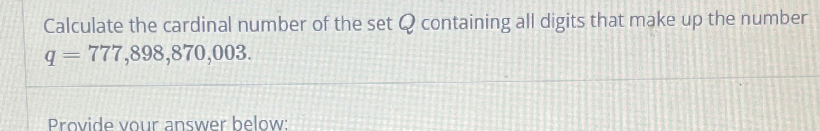 Solved Calculate the cardinal number of the set Q | Chegg.com