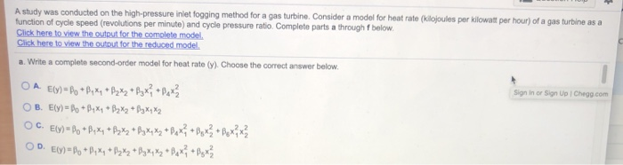 Solved A study was conducted on the high-pressure inlet | Chegg.com
