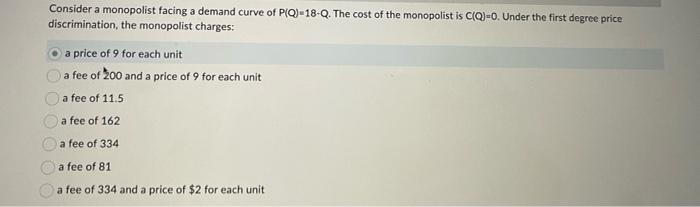 Solved Consider a monopolist facing a demand curve of | Chegg.com Solved Consider a monopolist facing a demand curve of | Chegg.com