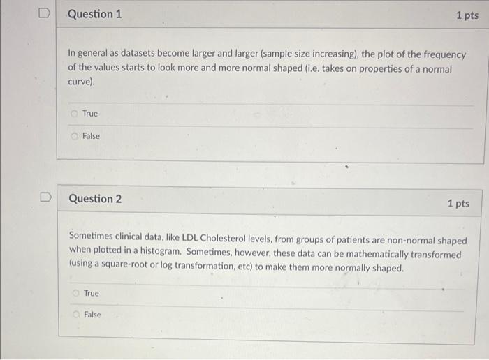 Solved In general as datasets become larger and larger | Chegg.com