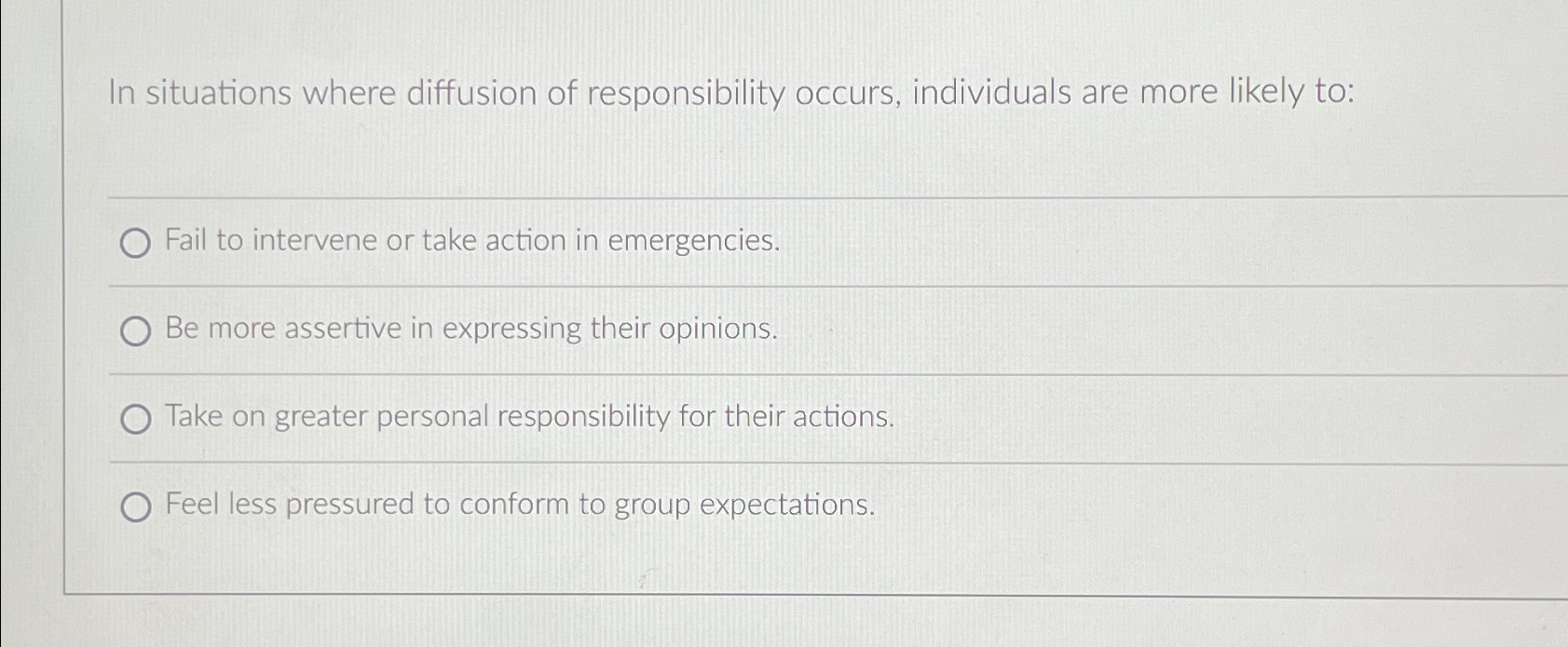 Solved In situations where diffusion of responsibility | Chegg.com