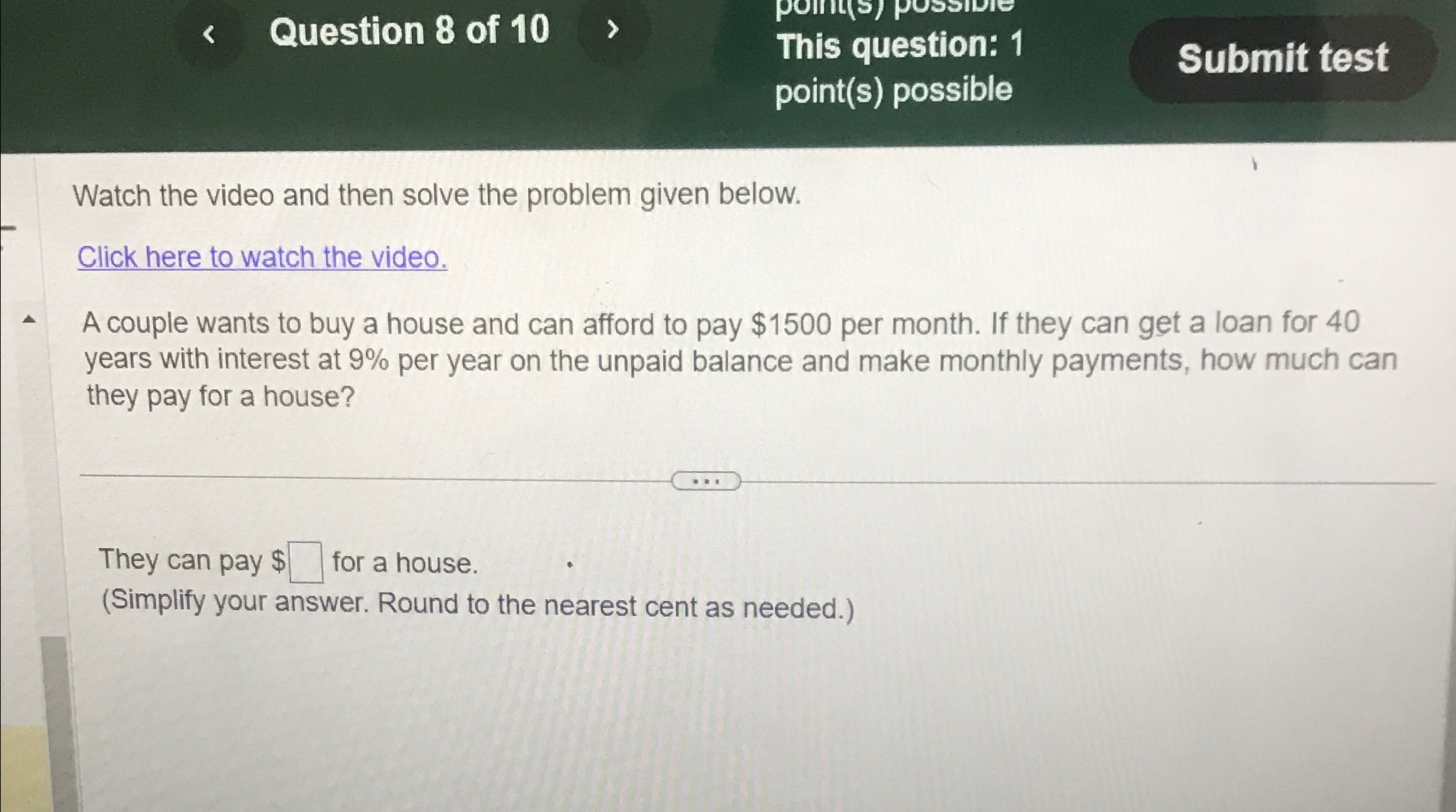 Solved Question 8 ﻿of 10This question: 1point(s) | Chegg.com