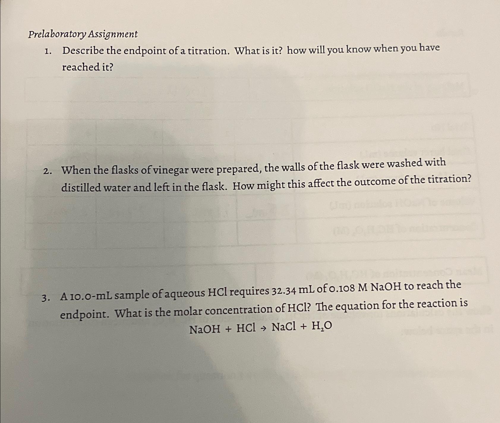 Solved Prelaboratory AssignmentDescribe the endpoint of a | Chegg.com