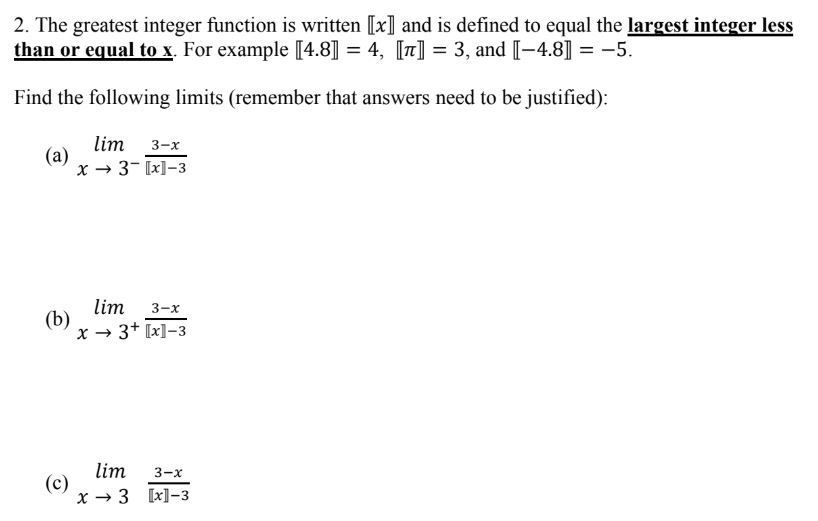 Solved The Greatest Integer Function Is ﻿written X ﻿and Is 1423