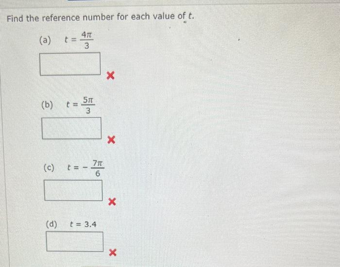 Solved Find the reference number for each value of t. (a) | Chegg.com