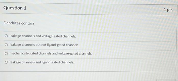 Solved Dendrites contain leakage channels and voltage-gated | Chegg.com