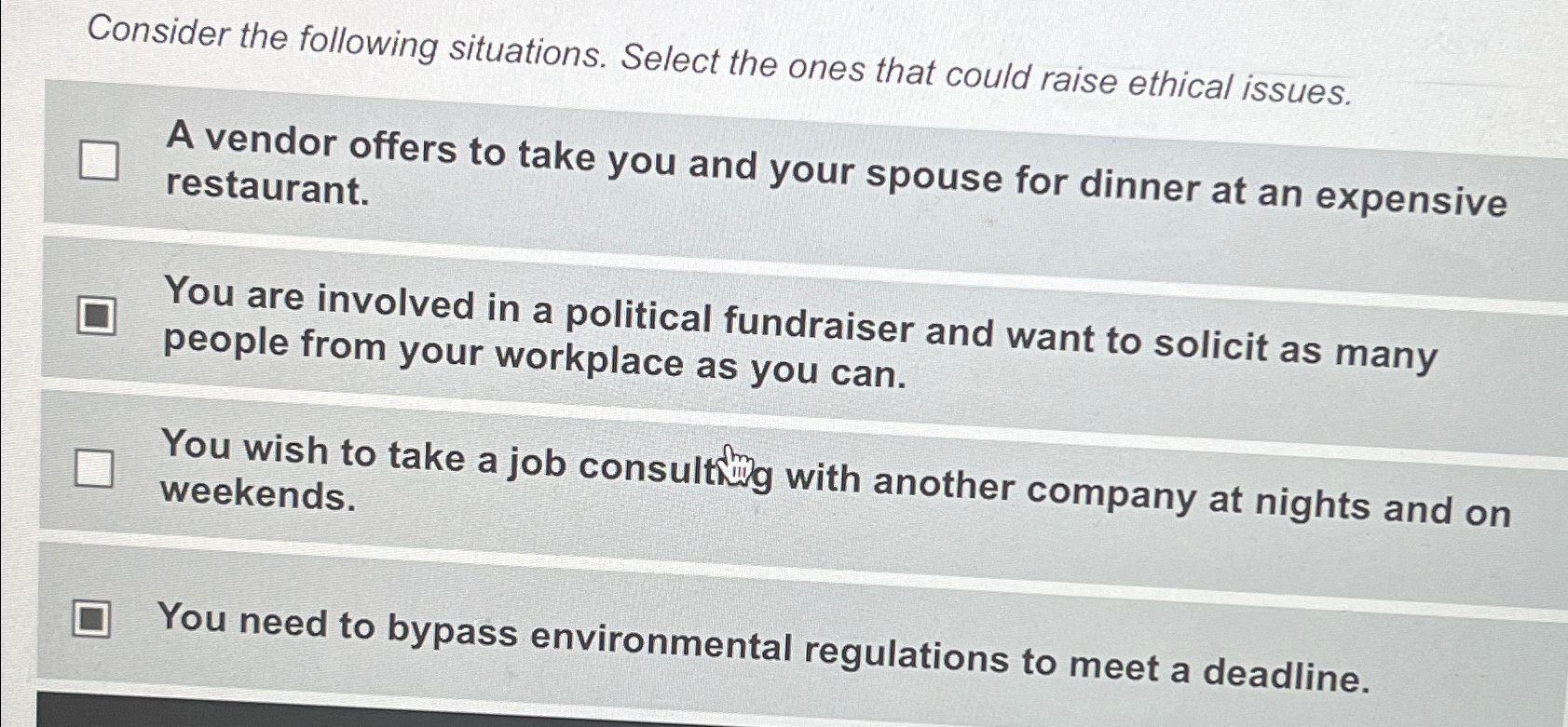 Solved Consider the following situations. Select the ones | Chegg.com