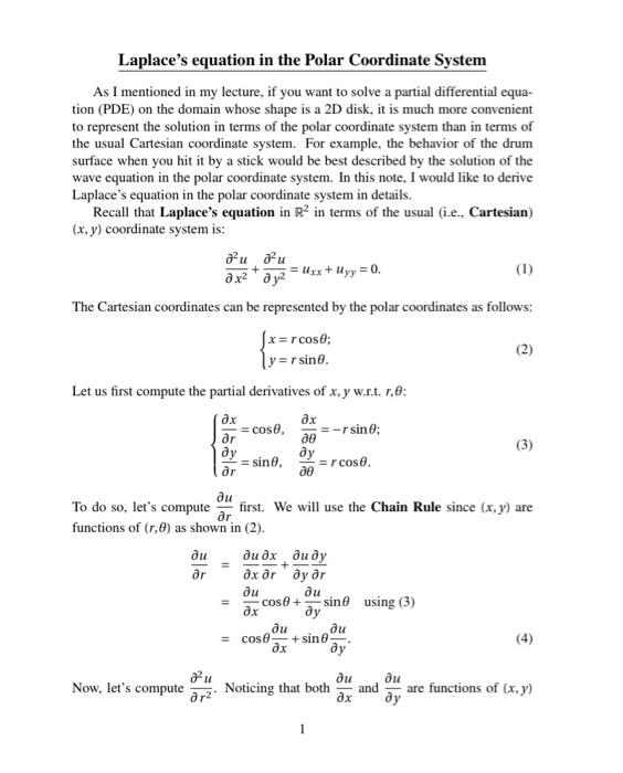 Solved 1-laplace equation partial differential equations2- | Chegg.com