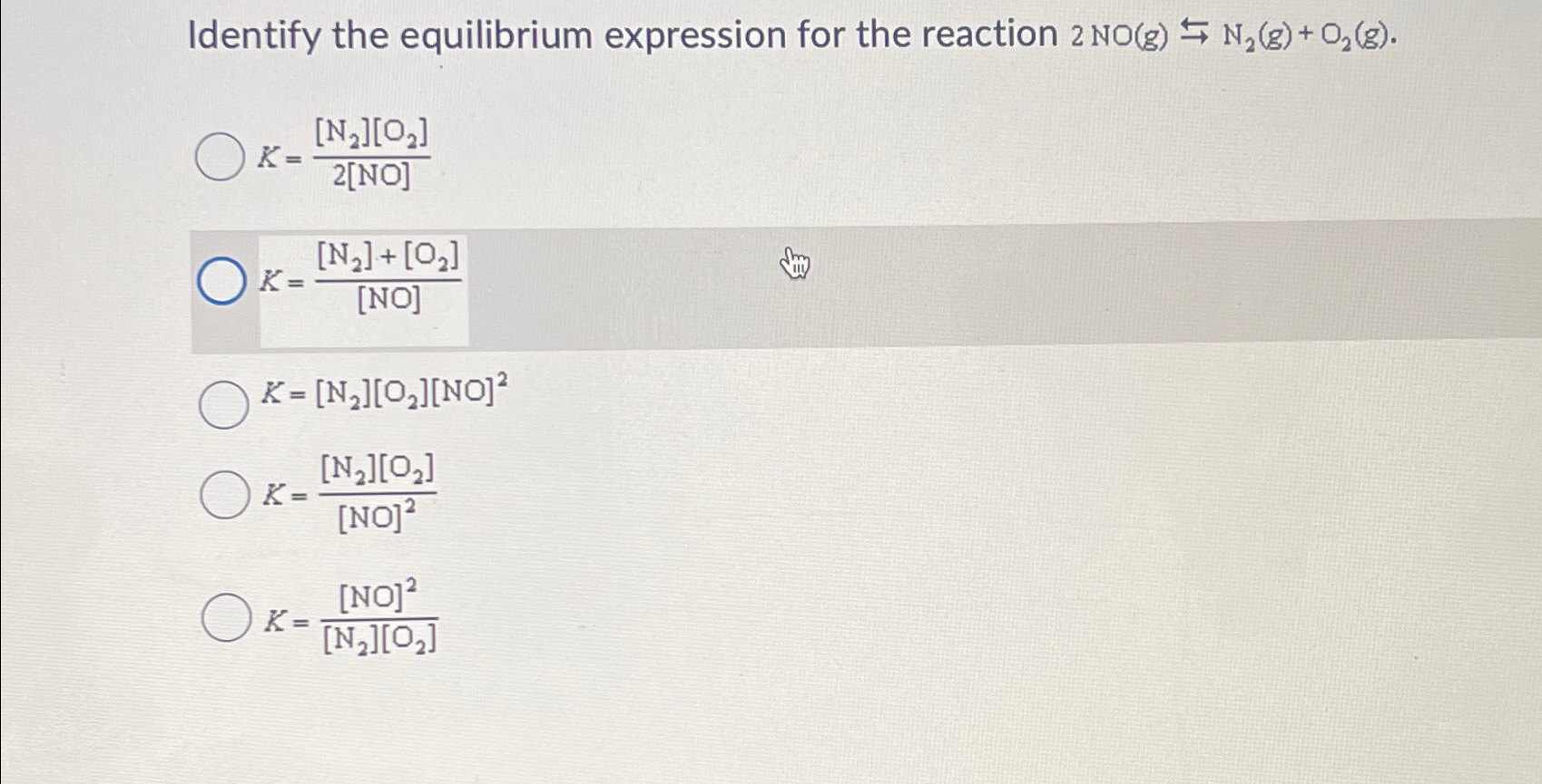 Solved Identify the equilibrium expression for the reaction | Chegg.com